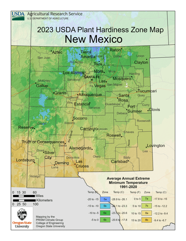 New Mexico Plant Hardiness Zones Map And Gardening Guide - Gardenia Organic
